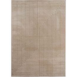 KADIMA DESIGN TEPPICH Outdoor ENGADIN in Beige, im Skandi-Stil mit 3D-Design, aus Polypropylen, 140 x 200 cm
