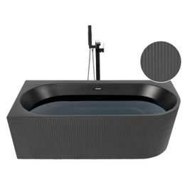 Beliani ECKBADEWANNE 80x170x60 cm schwarz Gocta