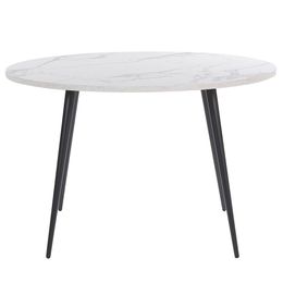 Beliani ESSTISCH 120/120/76 cm Wei&szlig; schwarz Rund Odeon