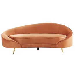 Beliani 3-SITZER-SOFA Samtstoff Orange Savar