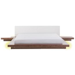 Beliani BETT mit LED 180x200 cm Heller Holzfarbton Zen