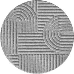 KADIMA DESIGN HOCHFLORTEPPICH RIGI, im Skandi-Boho-Stil, Silber, &Oslash; 200 cm