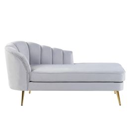 Beliani CHAISELONGUE Samtstoff hellgrau linksseitig Allier