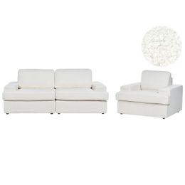 Beliani 4-SITZER-SOFA SET Boucl&eacute; cremewei&szlig; Alla