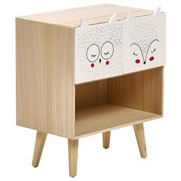 Beliani NACHTTISCH Heller Holzfarbton/Wei&szlig; Rupert