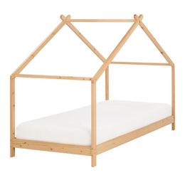 Beliani KINDER-HAUSBETT Heller Holzfarbton 90-200 cm Orlu