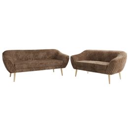 SITZGARNITUR PIRS 3+2 - Braun Cord - Holzbeine