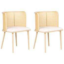 Beliani ESSZIMMERSTUHL 2er-Set Metall heller Holzfarbton/beige Kobuk