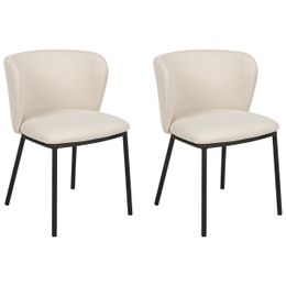 Beliani ESSZIMMERSTUHL 2er-Set Polsterbezug Beige Mina