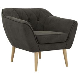 SESSEL PIRS - Dunkelgrau Velvet - Holzbeine
