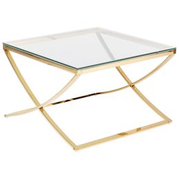 Beliani COUCHTISCH Glas/Edelstahl gold quadratisch 70/70 cm Ringgold