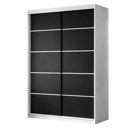 KLEIDERSCHRANK CAMARO PLUS 150 cm Schiebet&uuml;renschrank Wei&szlig; / Schwarz
