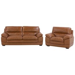 Beliani SOFA-SET 4-sitzer Leder Braun Horten