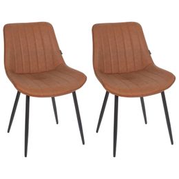 Beliani ESSZIMMERSTUHL 2er-Set Kunstleder Braun Dubrovnik