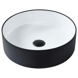 Beliani AUFSATZWASCHBECKEN 40 cm Schwarz/Wei&szlig; Tebar