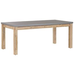 Beliani GARTENTISCH Beton/Akazienholz 180/90 cm Ostuni