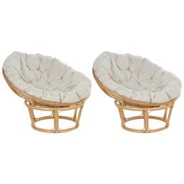 Beliani GARTENSESSEL 2er-Set Rattan helles beige Salvo