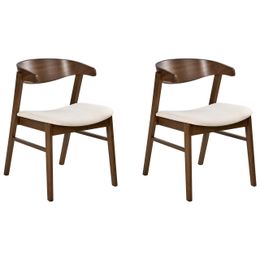 Beliani ESSZIMMERSTUHL 2er Set Stoff Braun/Cremewei&szlig; Lilly