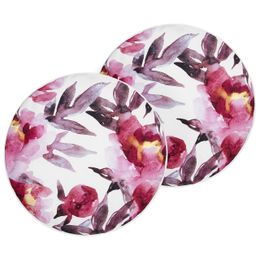 Beliani GARTENKISSEN 2er-Set Blumenmuster wei&szlig;/Rosa 40 cm Lanrosso