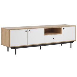 Beliani TV-M&Ouml;BEL Hellbraun, Wei&szlig;, Schwarz ITACA 40/163/50 cm