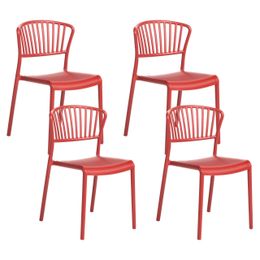 Beliani GARTENSTUHL 4er-Set Rot Gela