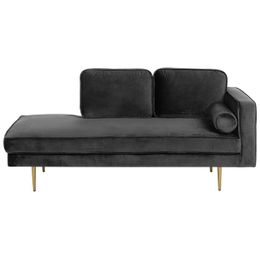 Beliani CHAISELONGUE Samtstoff schwarz rechtsseitig Miramas