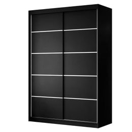 KLEIDERSCHRANK CAMARO PLUS 150 cm Schiebet&uuml;renschrank Schwarz
