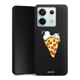 DeinDesign Xiaomi Redmi Note 13 Pro 5G Handy Premium Silikon H&uuml;lle Handyh&uuml;lle schwarz Case Peanuts Pizza Snoopy Silikon Premium Case