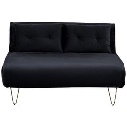 Beliani 2-SITZER-SCHLAFSOFA Samtstoff Schwarz Vestfold