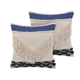 Beliani DEKOKISSEN 2er-Set Creme 45/45 cm Sofca