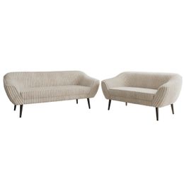 SITZGARNITUR PIRS 3+2 - Beige Cord - Schwarze Beine