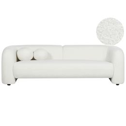 Beliani 3-SITZER-SOFA Boucl&eacute; Wei&szlig; Leiren