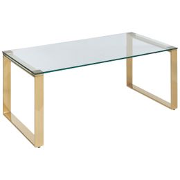 Beliani COUCHTISCH mit Glasplatte Gold Tilon