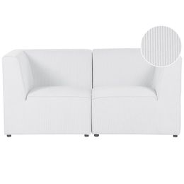 Beliani 2-SITZER-SOFA Cord cremewei&szlig; Lemvig