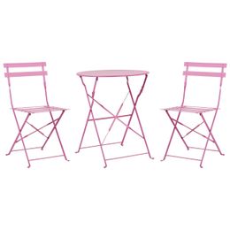 Beliani BALKONSET 2-Sitzer rosa zusammenklappbar Fiori