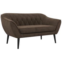 2-SITZER-SOFA PIRS - Braun Velvet - Schwarze Beine
