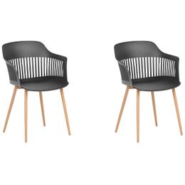 Beliani ESSZIMMERSTUHL 2er-Set Kunststoff Schwarz Bereca