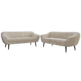 SITZGARNITUR PIRS 3+3 - Beige Cord - Schwarze Beine