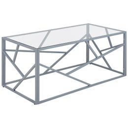 Beliani COUCHTISCH Glas silber rechteckig 50/100 cm Orland