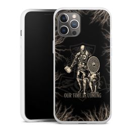 DeinDesign iPhone 12 Pro Max Handy Silikon H&uuml;lle Case wei&szlig; Handyh&uuml;lle Wikinger Vikings Tv Show Designs Silikon Case