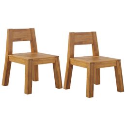 Beliani GARTENSTUHL 2er-Set Akazienholz hellbraun Livorno