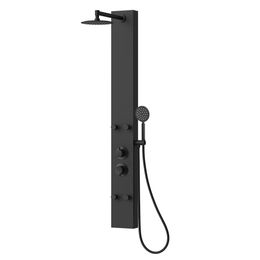 Badplaats DUSCHPANEEL Caldera mit Mischbatterie Schwarz Aluminium - 140 x 20 cm