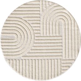 KADIMA DESIGN HOCHFLORTEPPICH RIGI, im Skandi-Boho-Stil, Creme, &Oslash; 120 cm