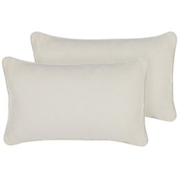 Beliani DEKOKISSEN 2er-Set Wei&szlig; 30/50 cm Heliotrope