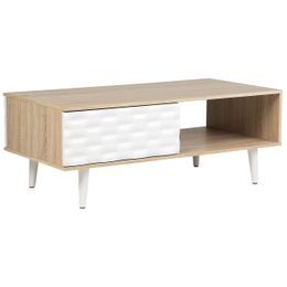 Beliani COUCHTISCH heller Holzfarbton/wei&szlig; rechteckig 60/120 cm Swansea