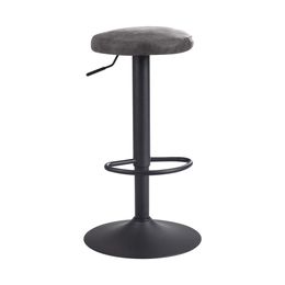 KADIMA DESIGN BARHOCKER H&ouml;henverstellbar Eisen Samt Drehbar CAMPANIA, Grau 40x40x79 cm