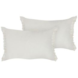 Beliani DEKOKISSEN 2er-Set Cremewei&szlig; 45/30 cm Sassafras