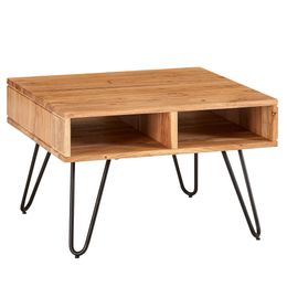KADIMA DESIGN COUCHTISCH aus massivem Akazienholz mit Metallgestell und Stauraum im modernen Design
