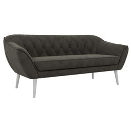 3-SITZER-SOFA PIRS - Dunkelgrau Velvet - Wei&szlig;e Beine