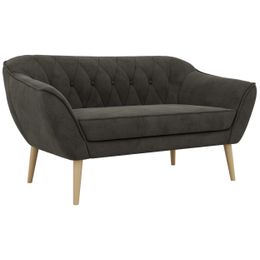 2-SITZER-SOFA PIRS - Dunkelgrau Velvet - Holzbeine